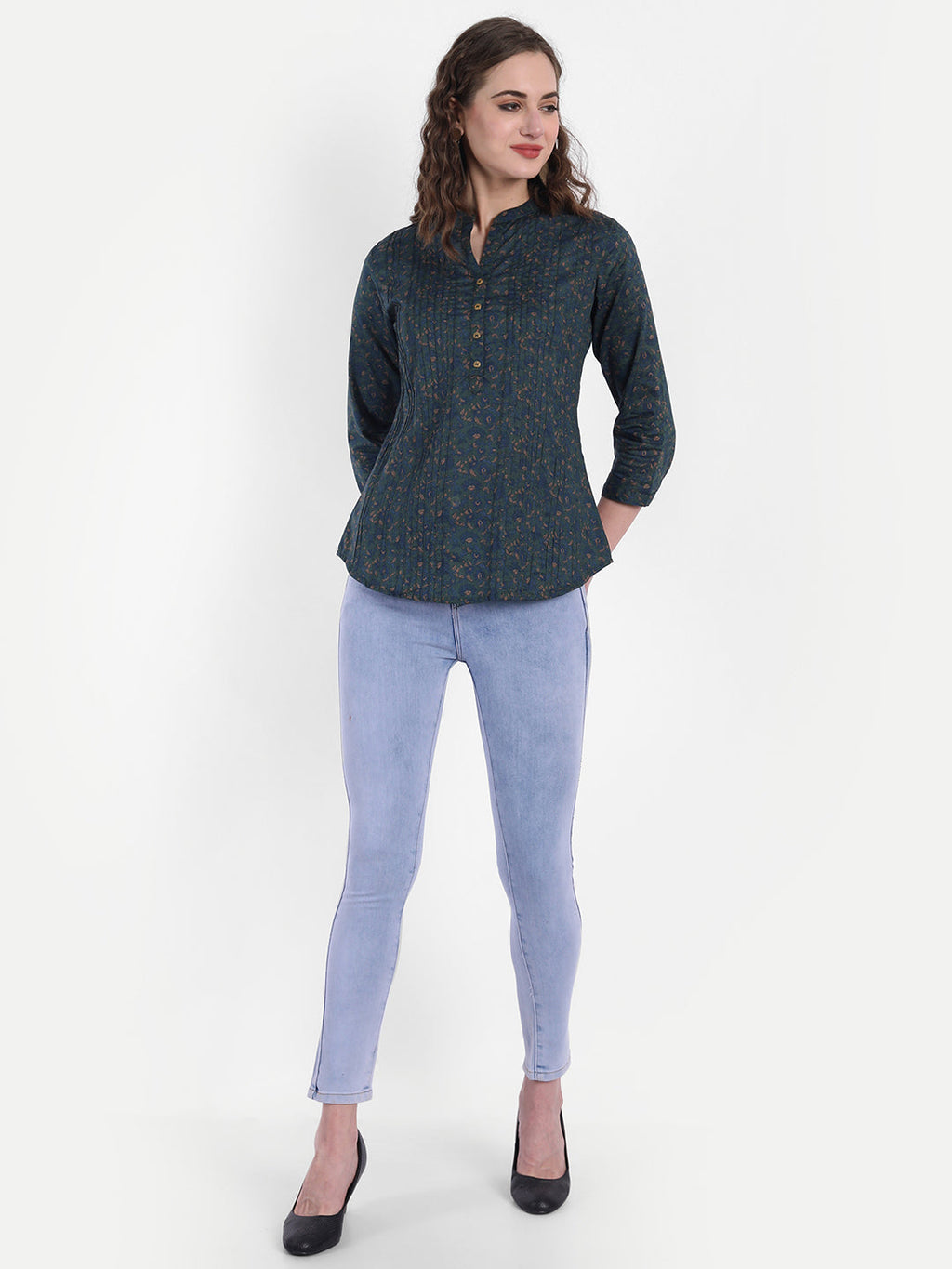 Suti Women Cotton Floral Printed Top With Pintucks – sutionline